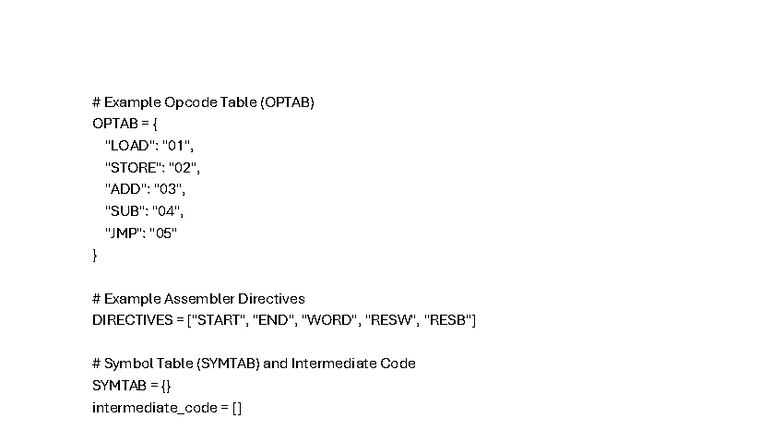 A1 - Opcode Table and Symbol Table Generation Guide - Studocu