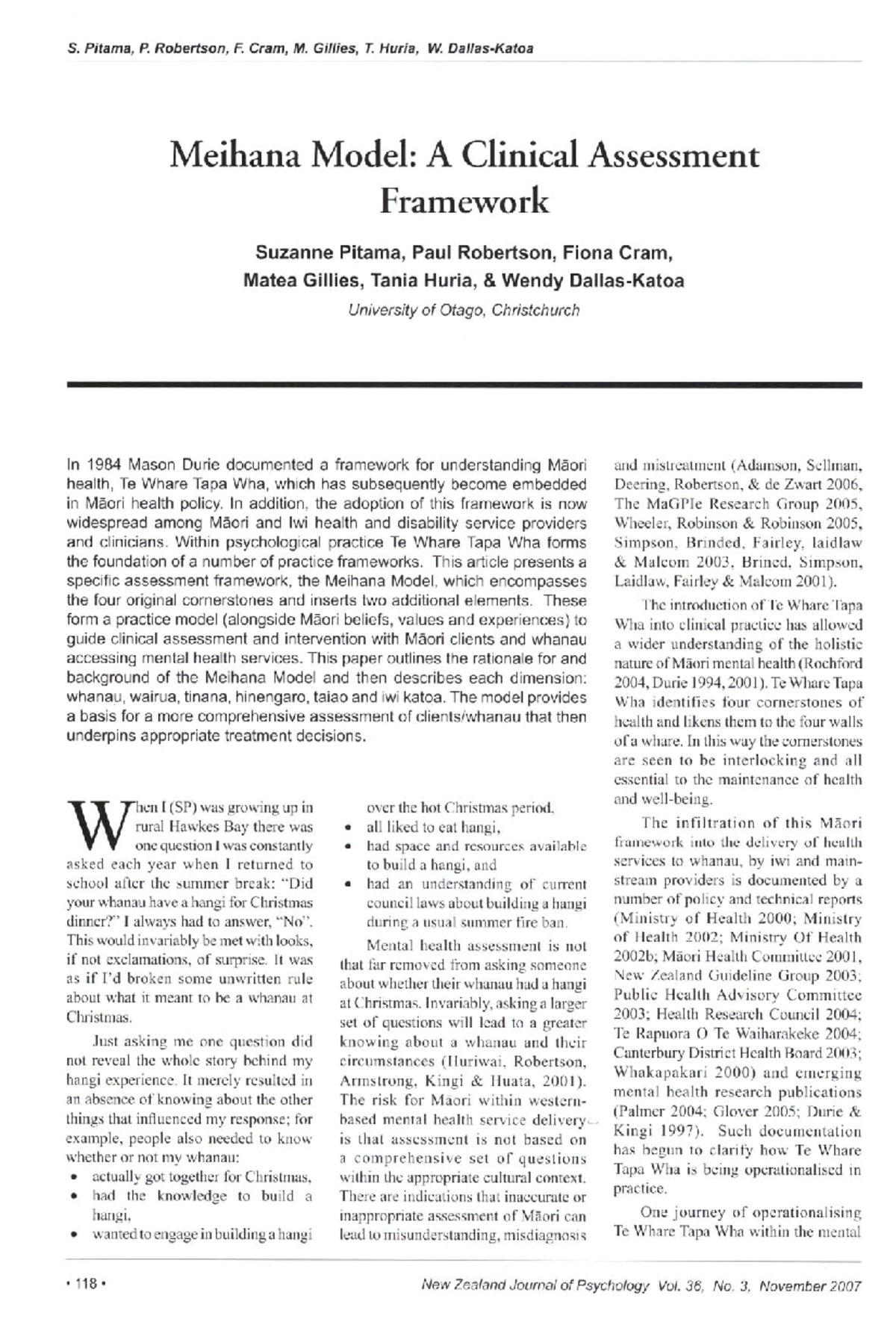 Meihana Model: A Clinical Assessment Framework for Māori Health - Studocu