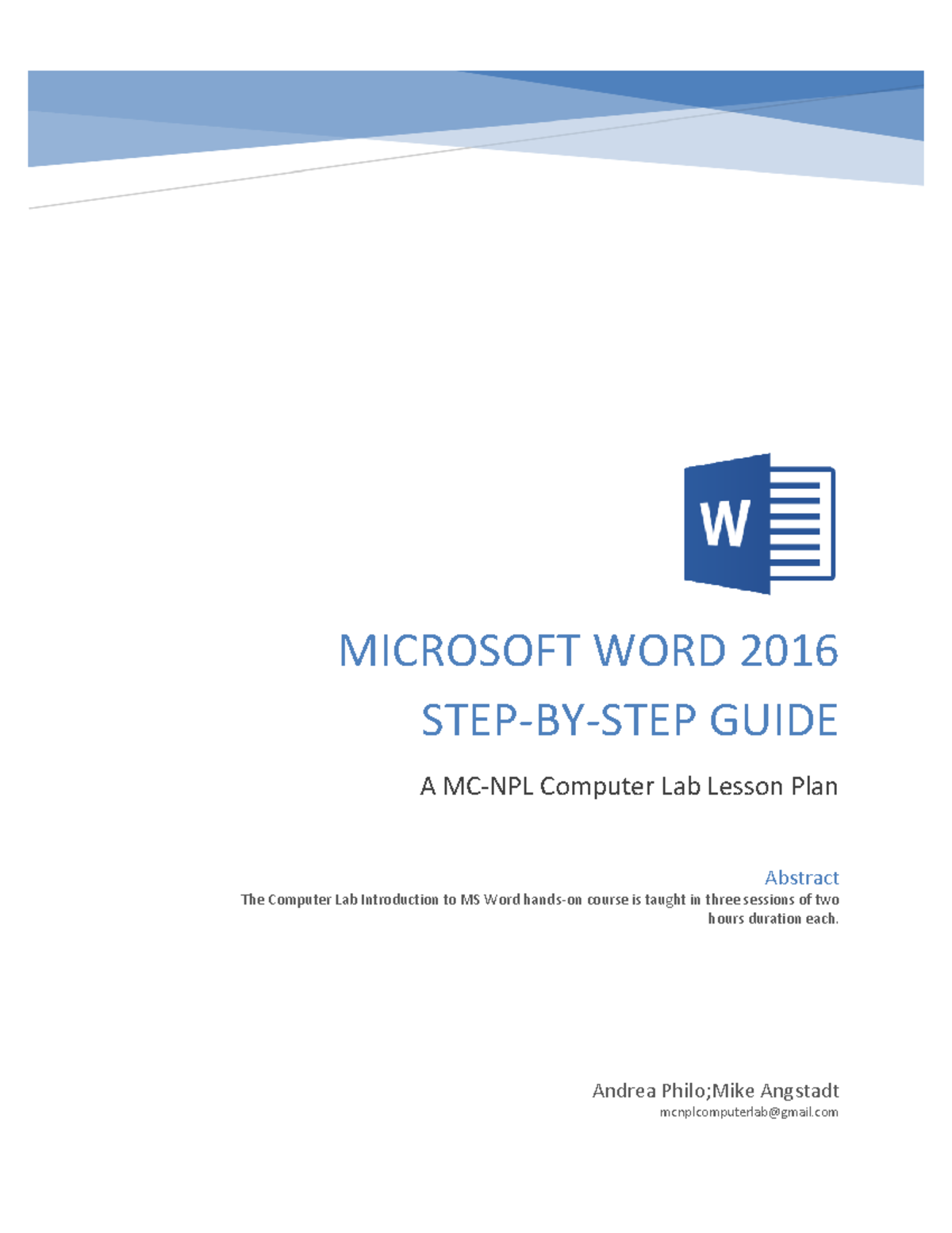 Microsoft Word 2016: Step-by-Step Guide for MC-NPL Lesson Plan - Studocu