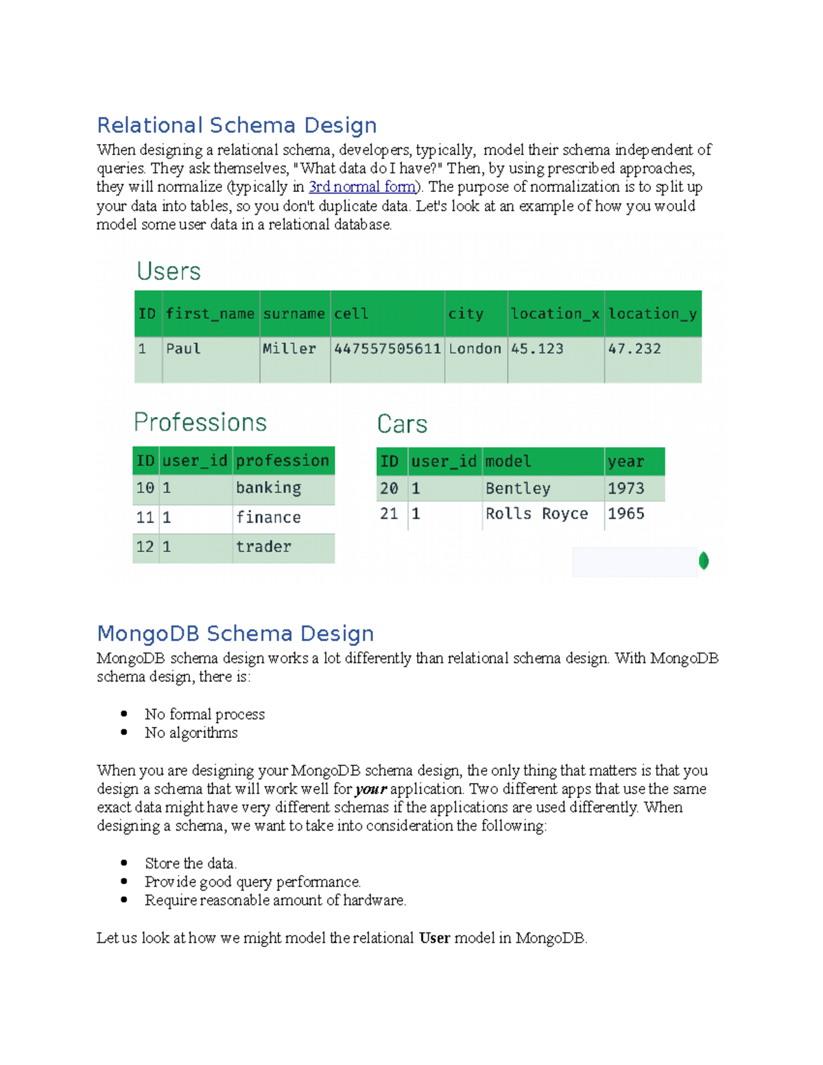 MongoDB Schema Design Principles for Effective Data Modeling - Studocu