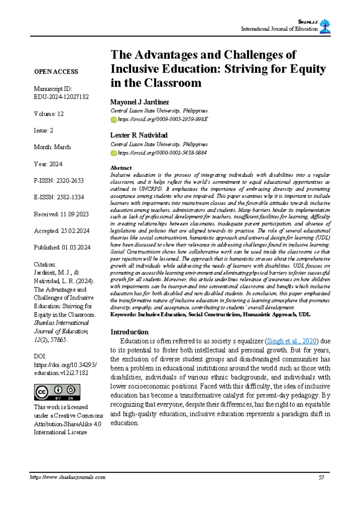 The Advantages and Challenges of Inclusive Education: Equity in ...