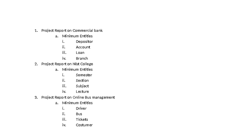 Project Report on Various Commercial Entities (Course Code: PR-101 ...