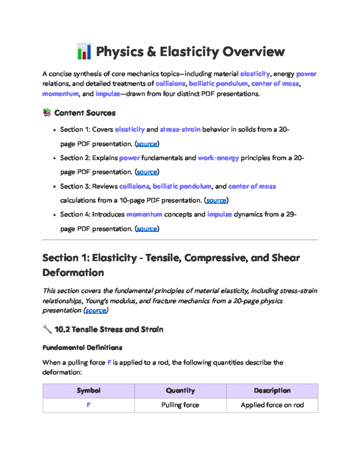 Core Physics (PHYS 101) Elasticity, Momentum & Collisions Overview ...