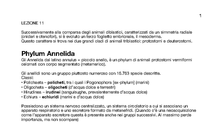 Lezione 11 - Anellidi: Anatomia e Classificazione dei Vermi Segmentati ...