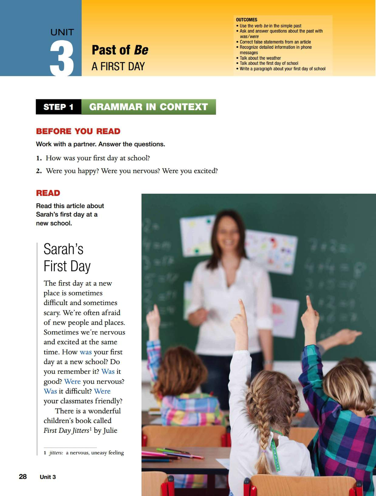 3. Ünite - Focus on Grammar: Past of Be and First Day Reflections - Studocu