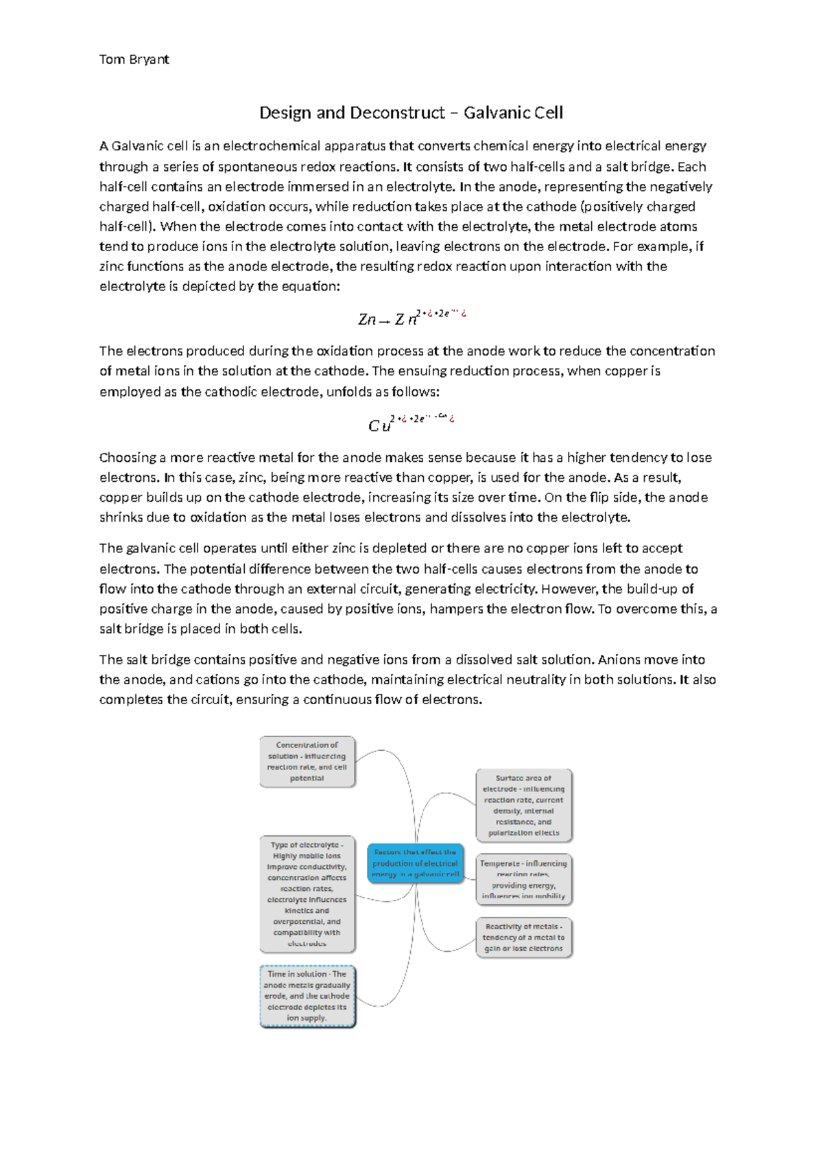 Design and Deconstruct of a Galvanic Cell: Experiment Analysis - Studocu