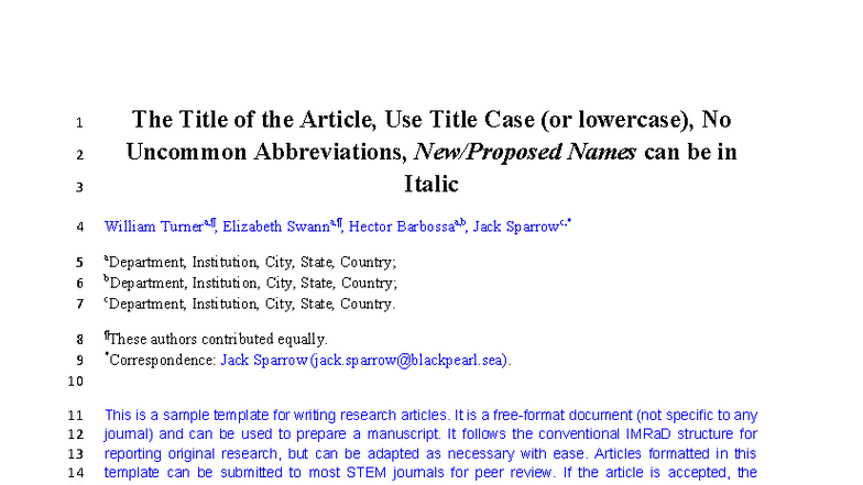 Journal Template for Research Articles: IMRaD Structure - Studocu