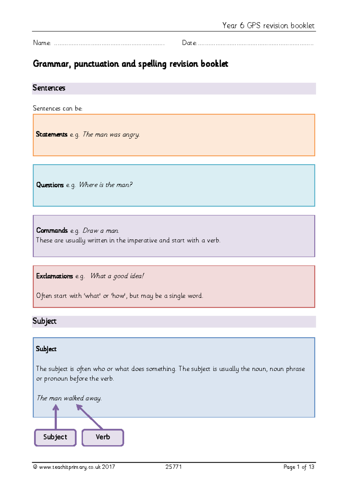 Year 6 GPS Revision Booklet - Grammar, Punctuation & Spelling - Studocu
