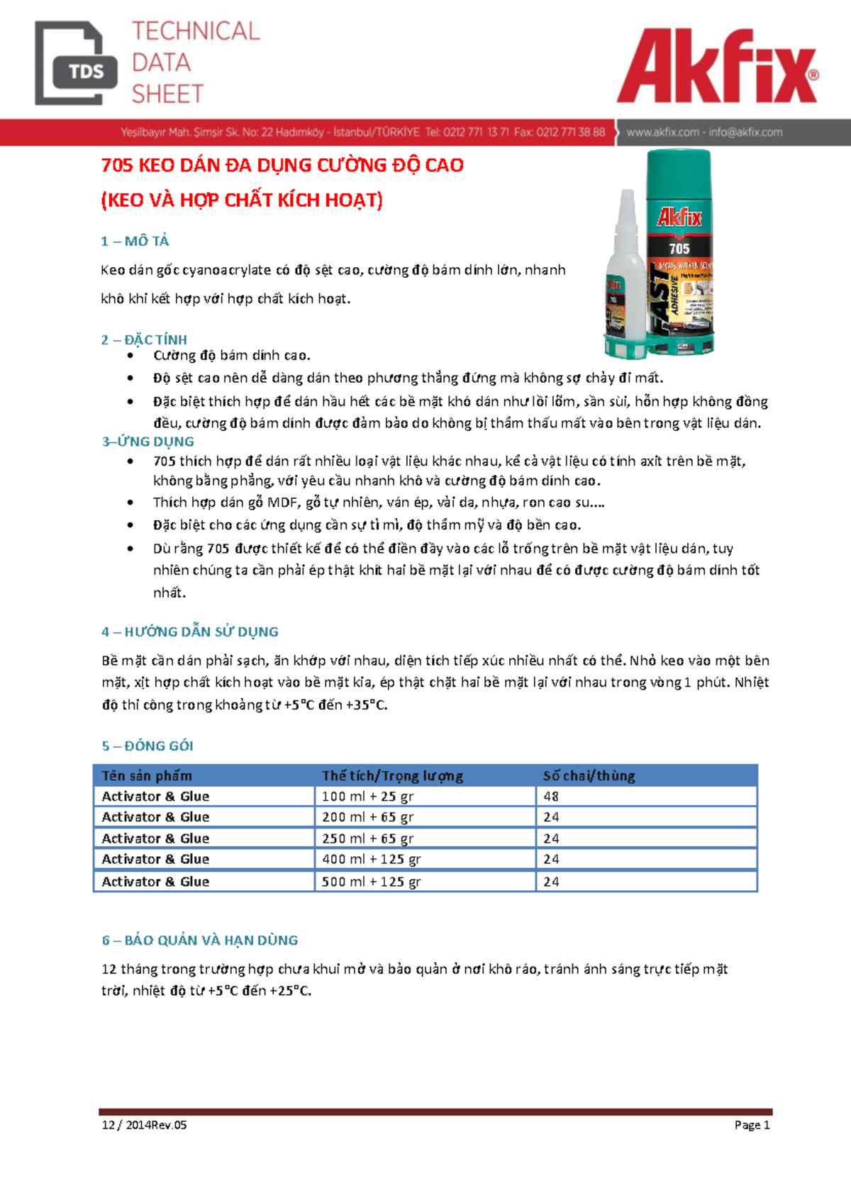 705 Universal Fast Activator Glue-TDS-VN - 12 / 2014Rev Page 1 705 KEO ...