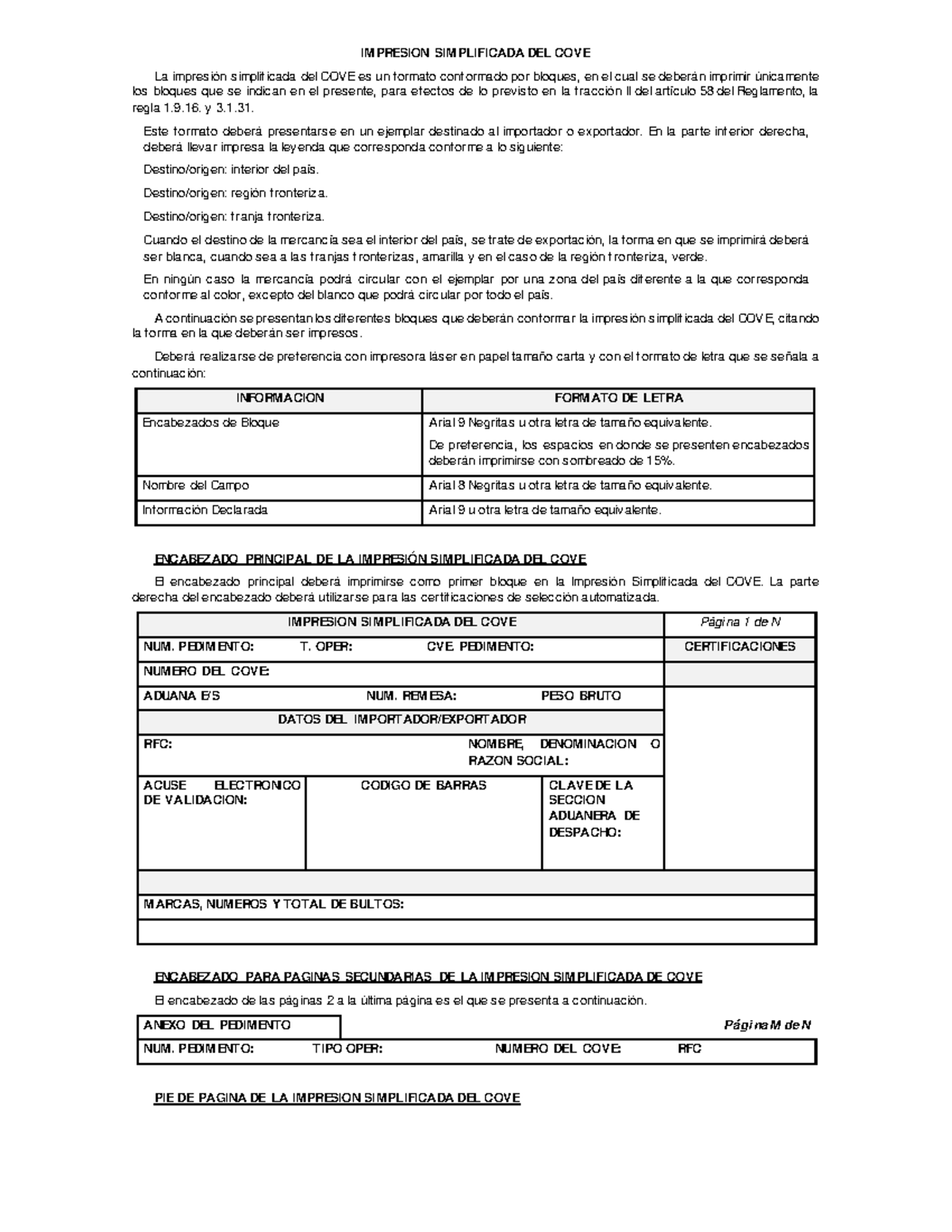 Formato Simplificado del COVE: Instrucciones y Requisitos - Studocu