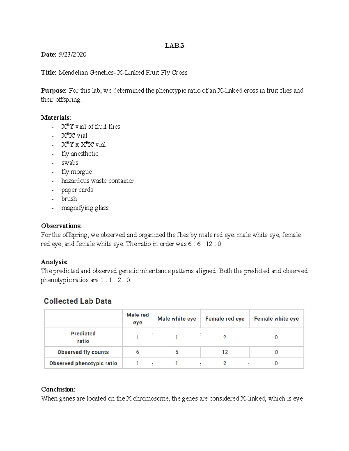 Mendelian Genetics Lab 3: X-Linked Fruit Fly Cross Analysis - Studocu