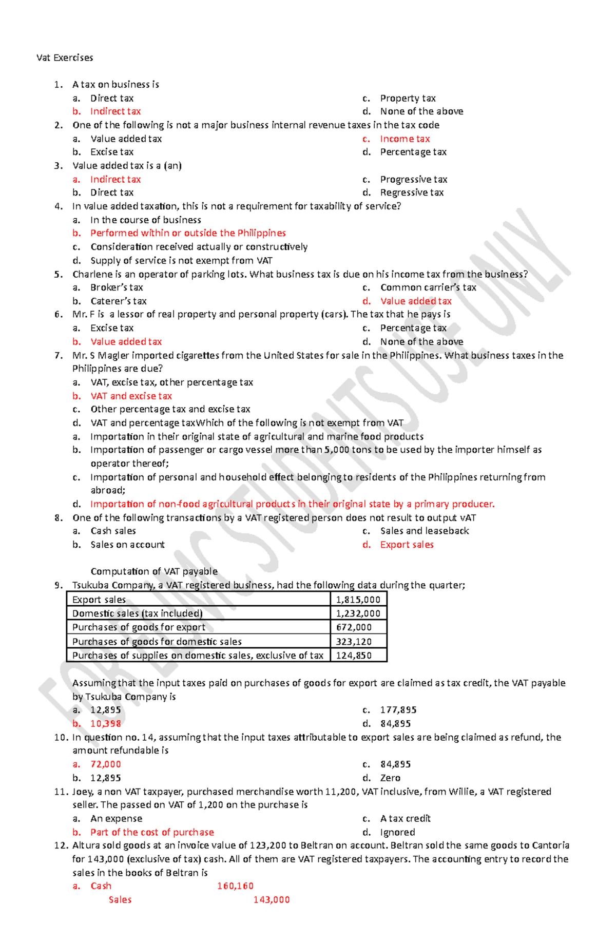 11 problems on vat with answers and solutions - Application: Value ...