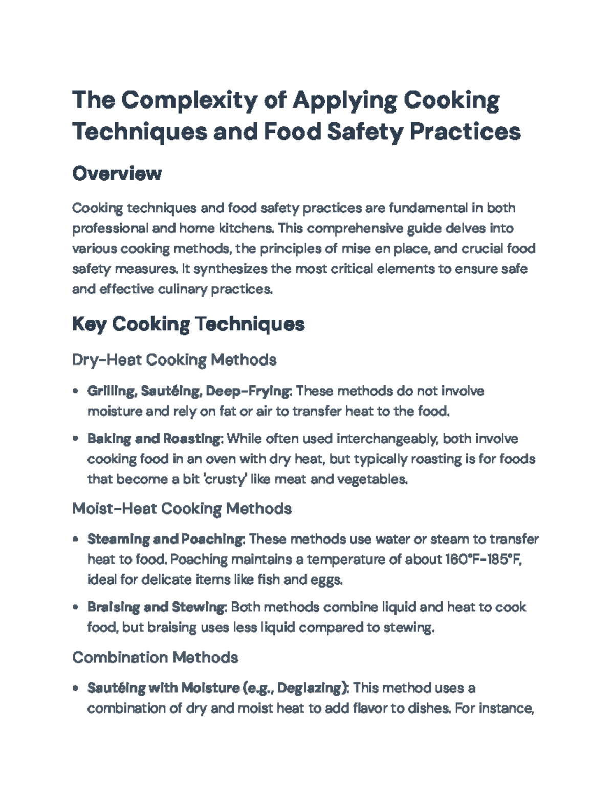 Culinary Techniques and Food Safety Practices Overview - The Complexity ...
