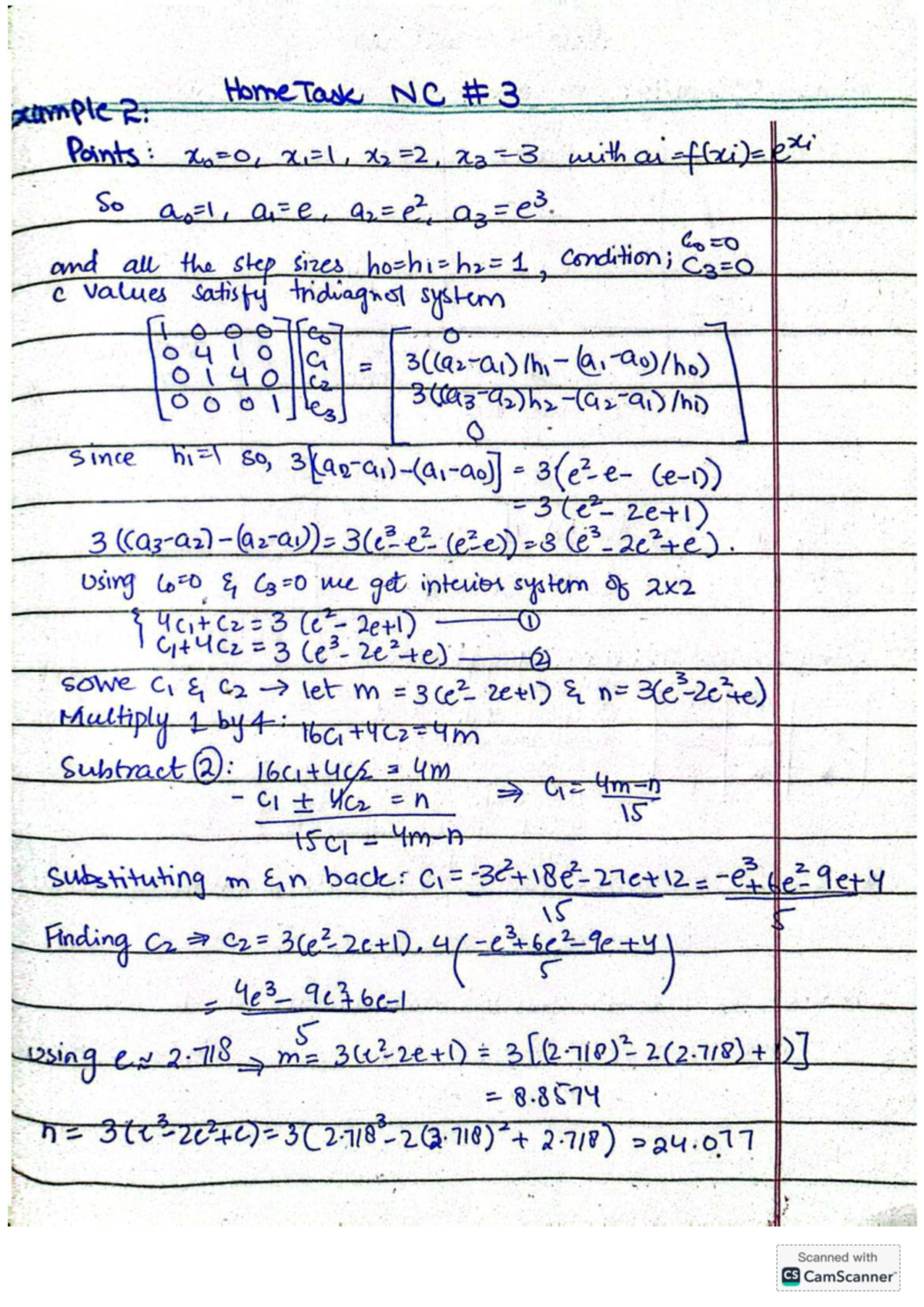 Bscs22019-NC Home Task 4: Tridiagonal System Solutions - Studocu