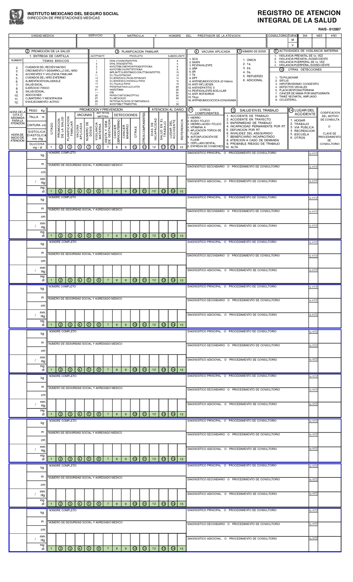 HOJA RAIS (10) - Registros de Atención de Primer Nivel Integral - Studocu