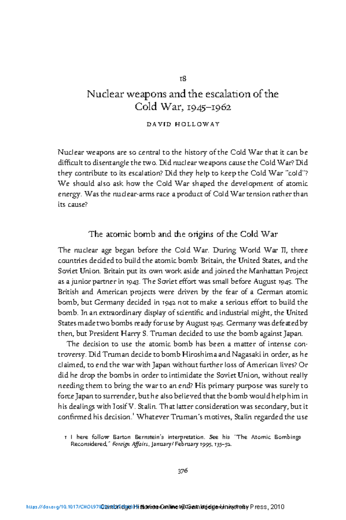 Nuclear Weapons and Cold War Dynamics: NSC 68 to Cuban Missile Crisis ...