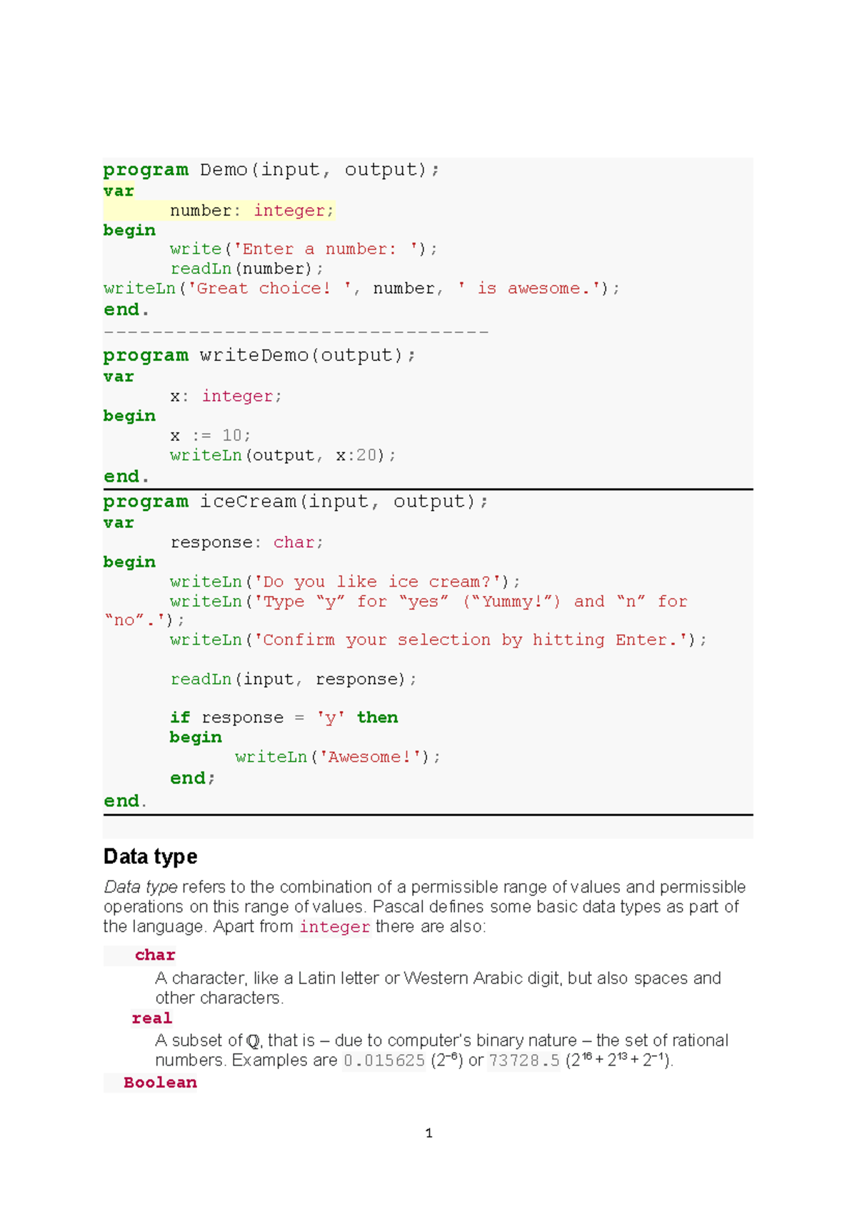 Pascal Programming Fundamentals: Key Concepts & Examples - Studocu