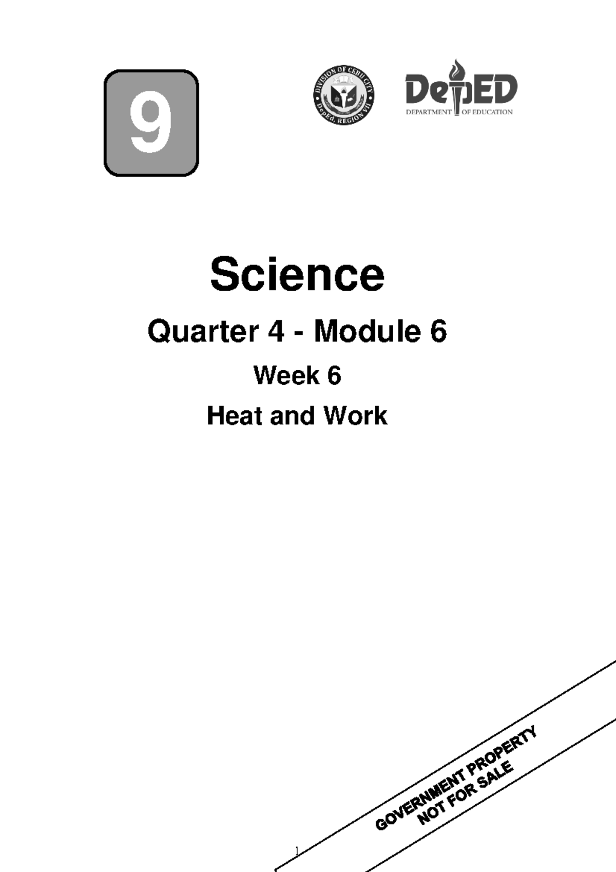 Q4 Science Grade 9 - Module 6: Understanding Heat and Work - Studocu