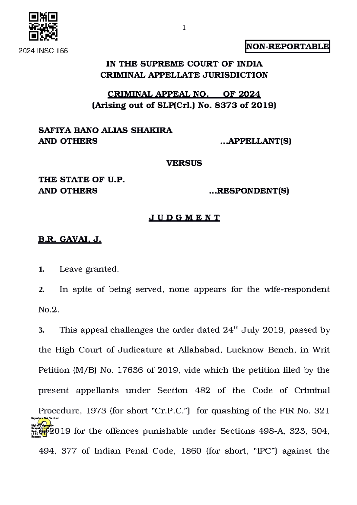 Safiya Bano alias Shakira v. State of U.P. & Others: Supreme Court ...