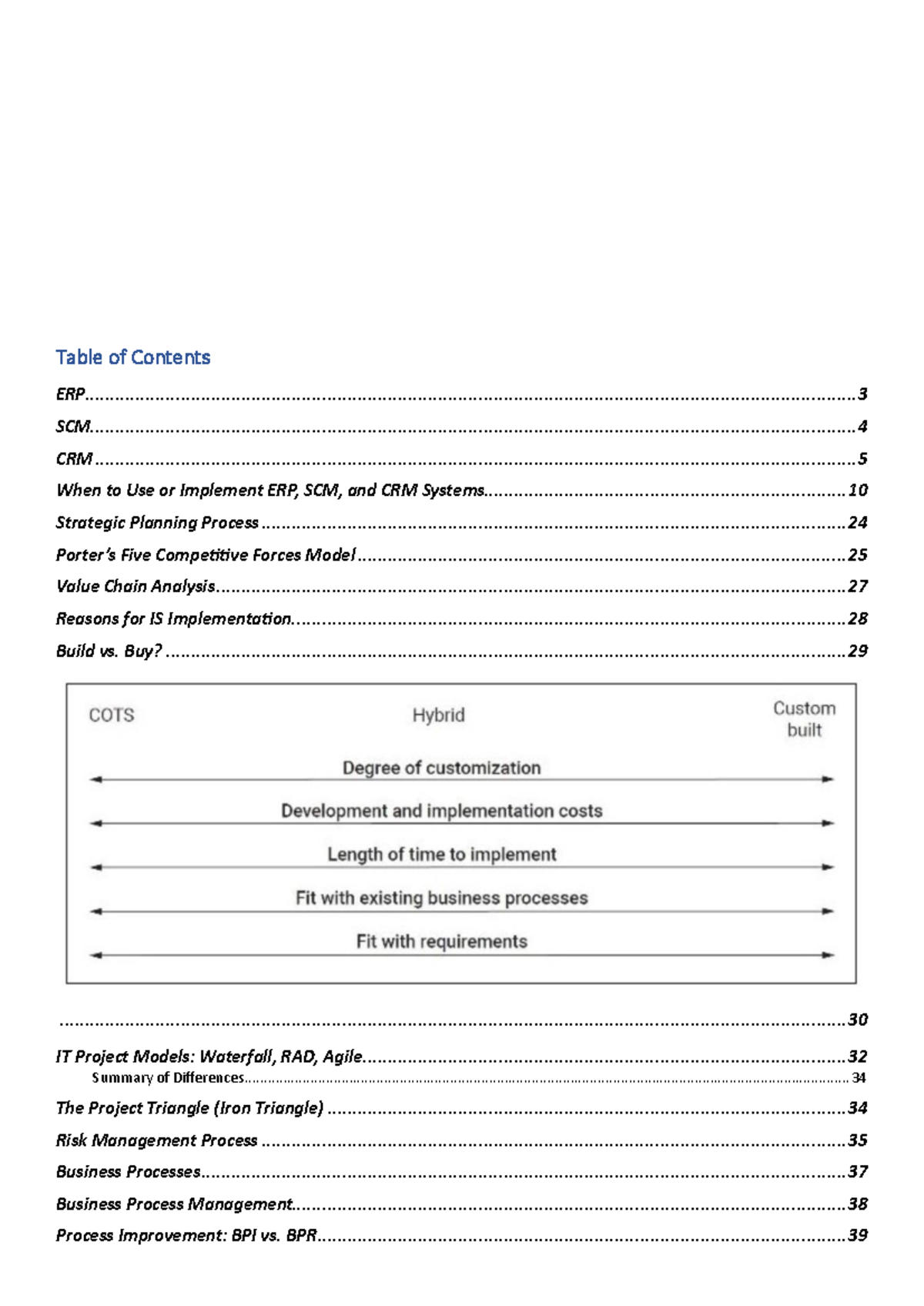 BDIS 101: Summary of Theories on ERP, SCM, and CRM Systems - Studocu