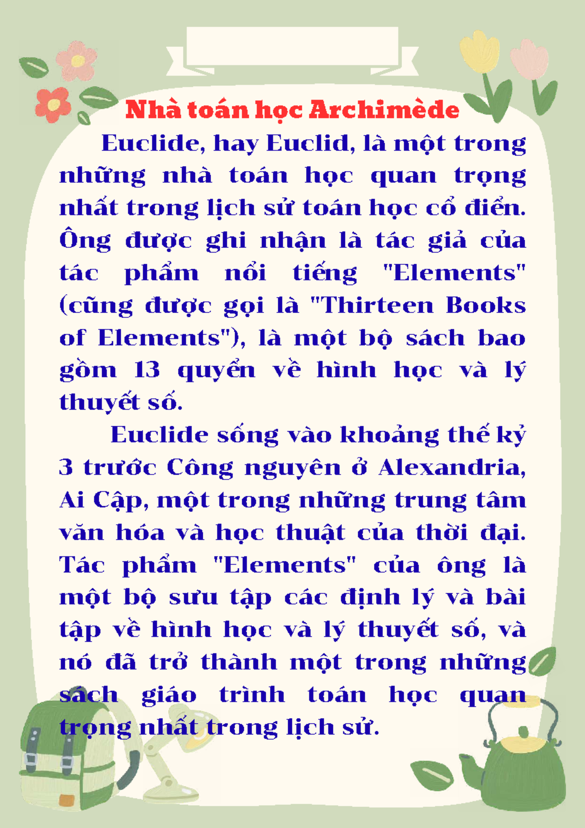 Nhà Toán Học Archimède và Những Đóng Góp Của Ông - Studocu