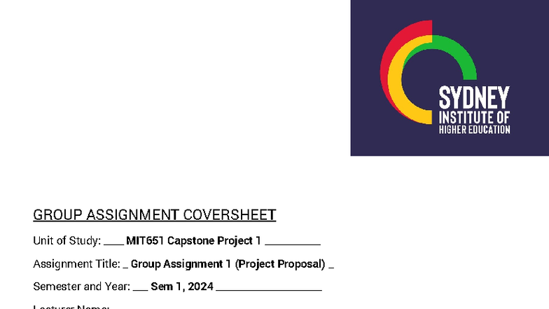 MIT651 Group Assignment 1: Project Proposal Overview - Studocu