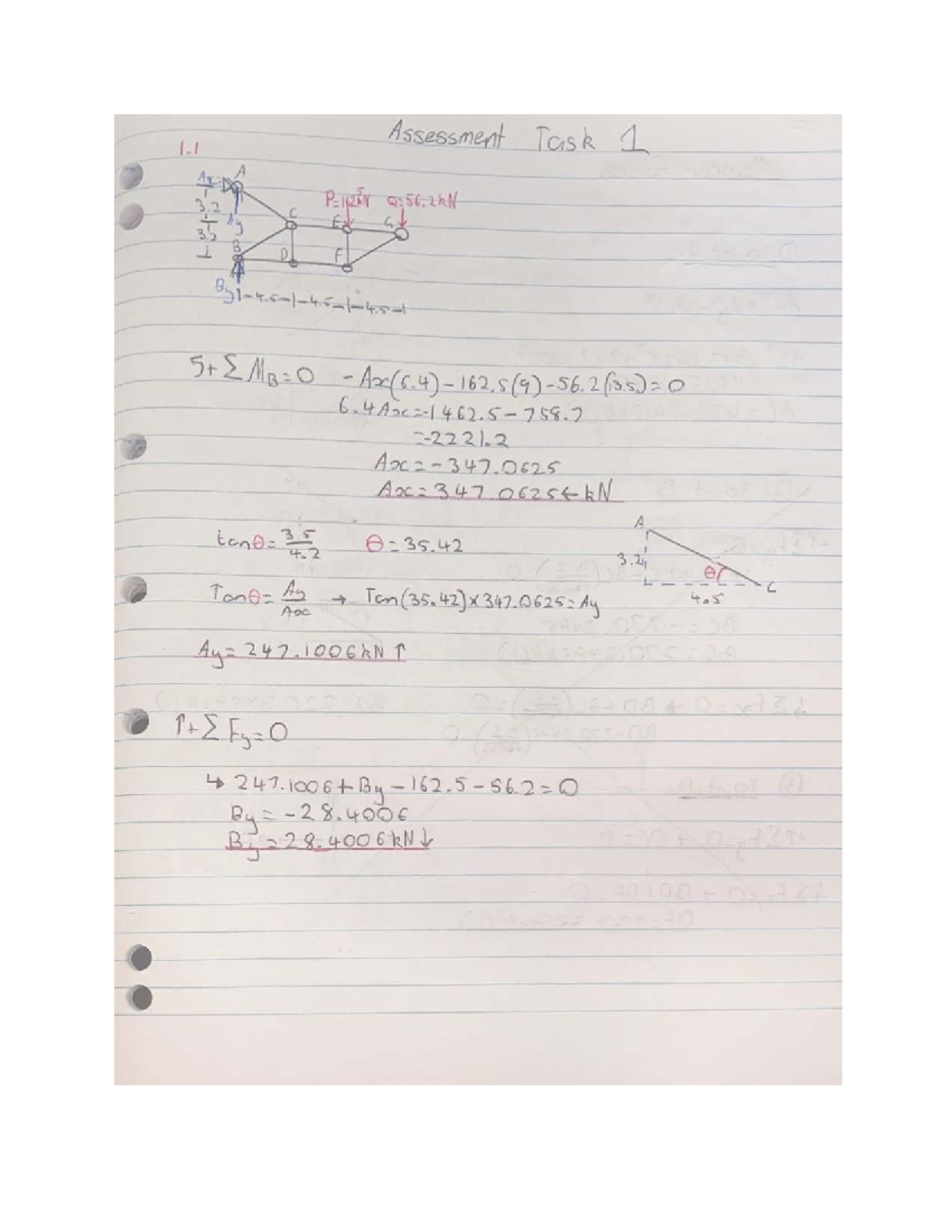 Assessment Task 1: Statics of Determinate Trusses and Frames (Q256.2KN ...