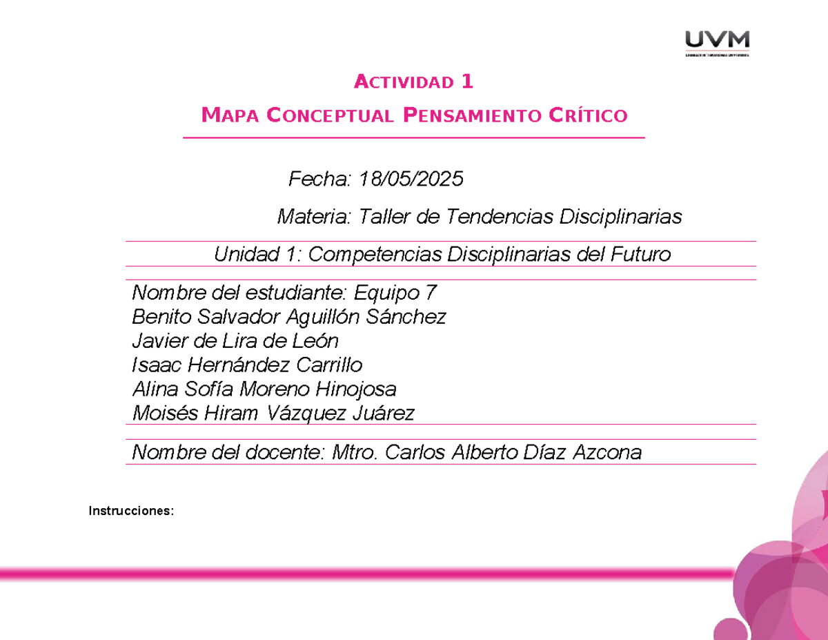 A1 EQ7 - materiales de repaso matematicas financieras - ACTIVIDAD 1 MAPA CONCEPTUAL PENSAMIENTO ...
