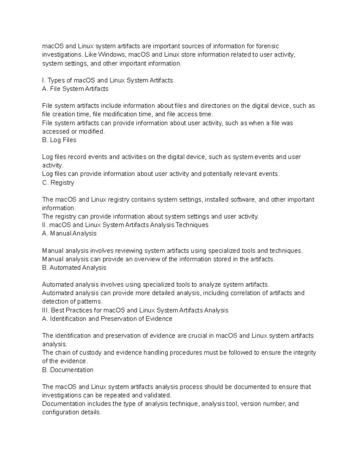 macOS and Linux System Artifacts Analysis Notes for Forensics - Studocu