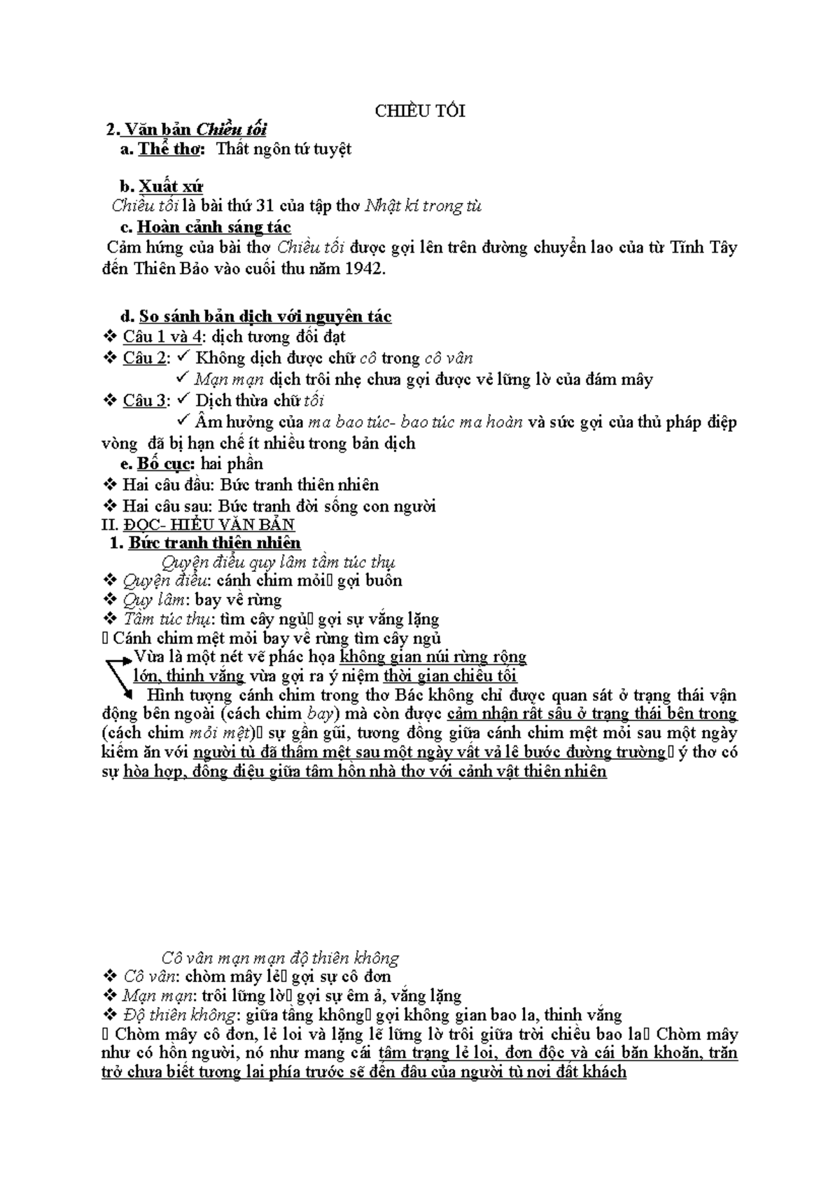 Phân Tích Bài Thơ "Chiều Tối" (Thất Ngôn Tứ Tuyệt) - CHIỀU TỐI - Studocu