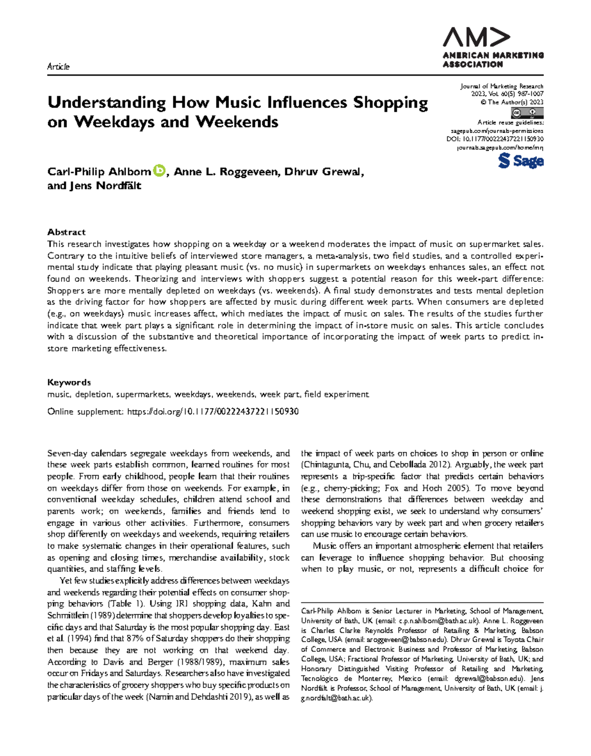 Understanding Music's Impact on Weekday vs. Weekend Shopping Behavior ...