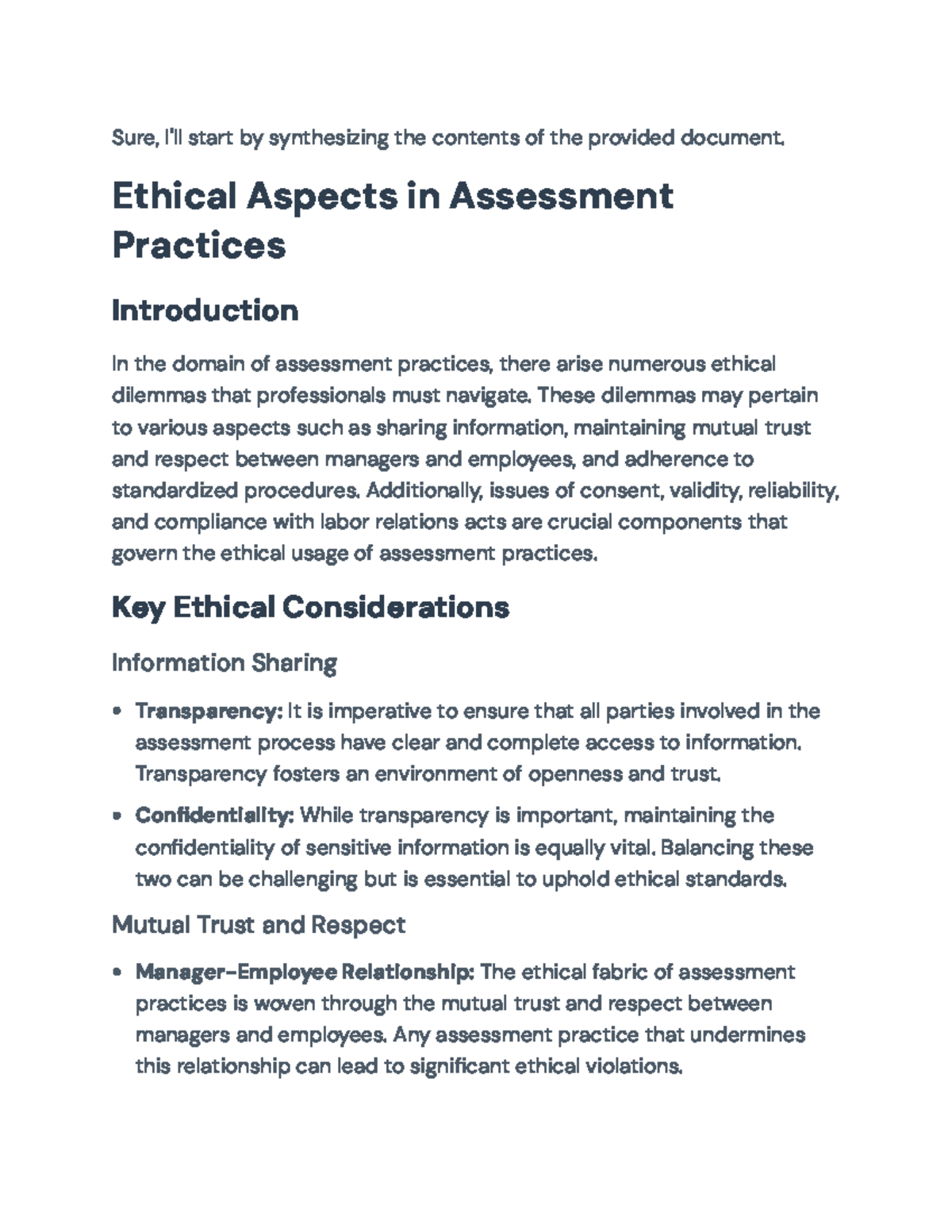 Ethical Aspects in Assessment Practices: Navigating Challenges and ...