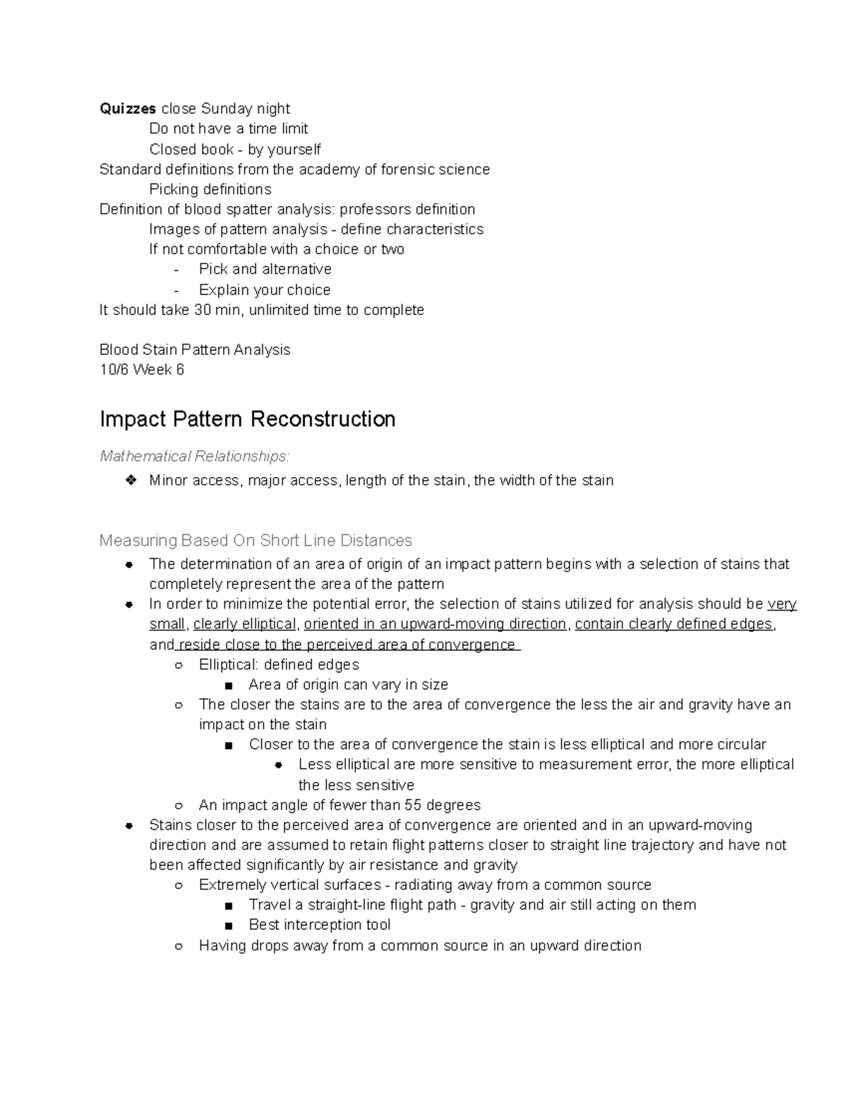 10 6 Week 6 - Blood Stain Pattern Analysis: Impact Pattern Insights ...