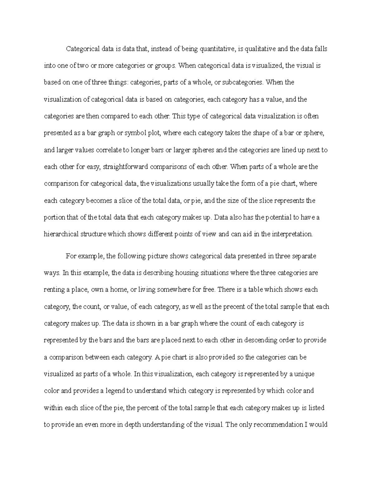 6-1 Short Paper - Categorical data is data that, instead of being ...