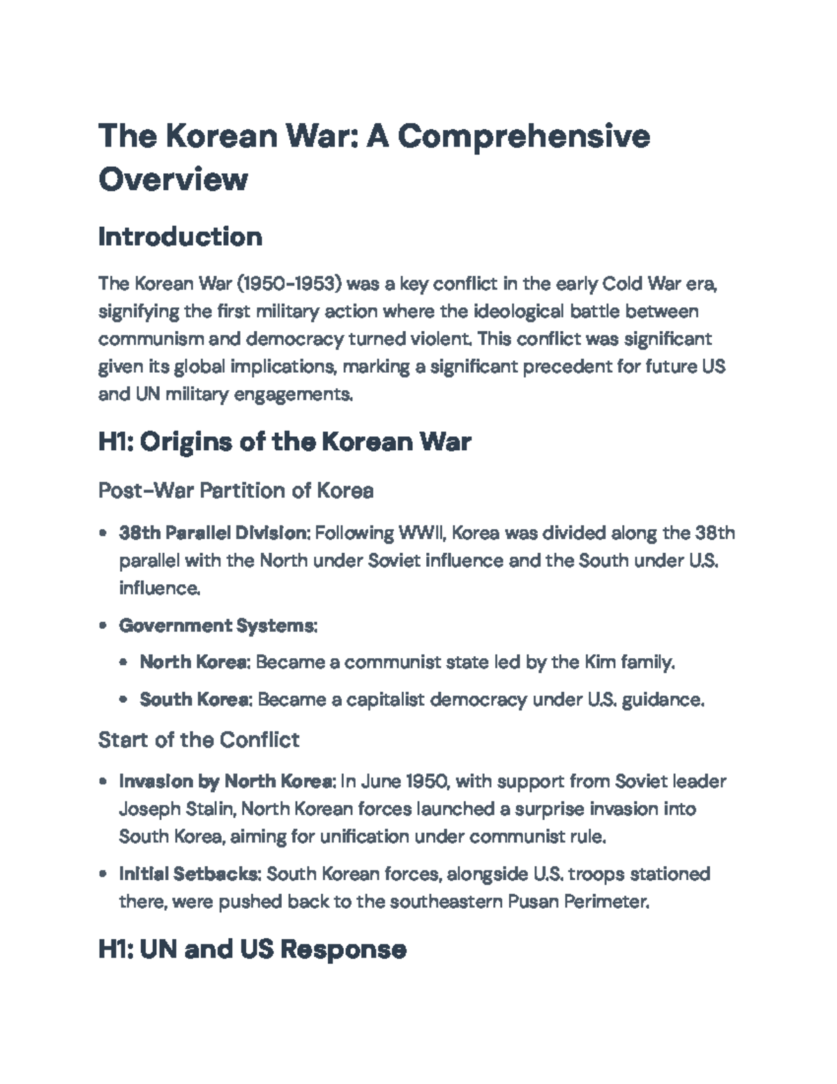 The Korean War: Key Causes, Events, and Impacts (HIST 101) - Studocu