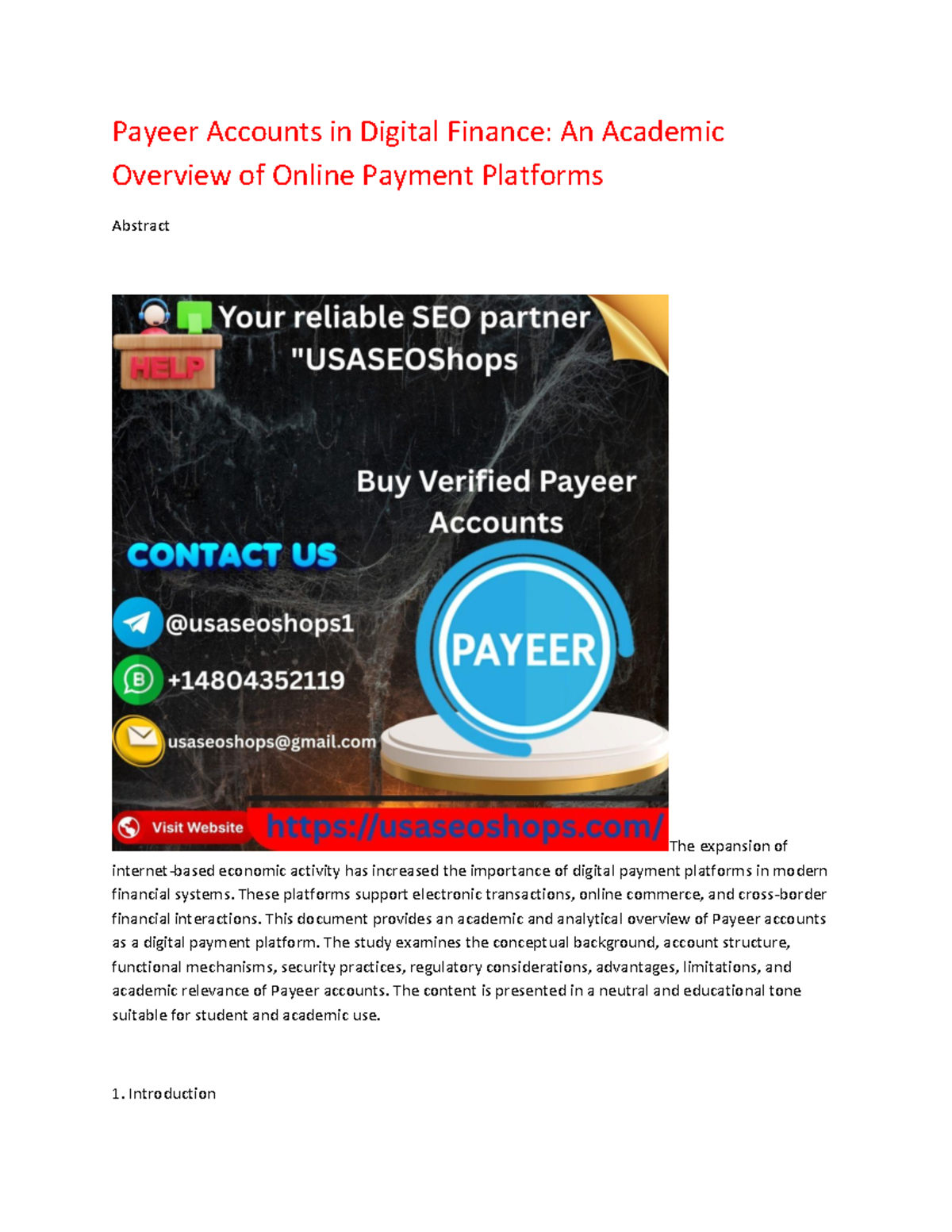 Payeer Accounts in Digital Finance: An Academic Overview (FIN101) - Studocu