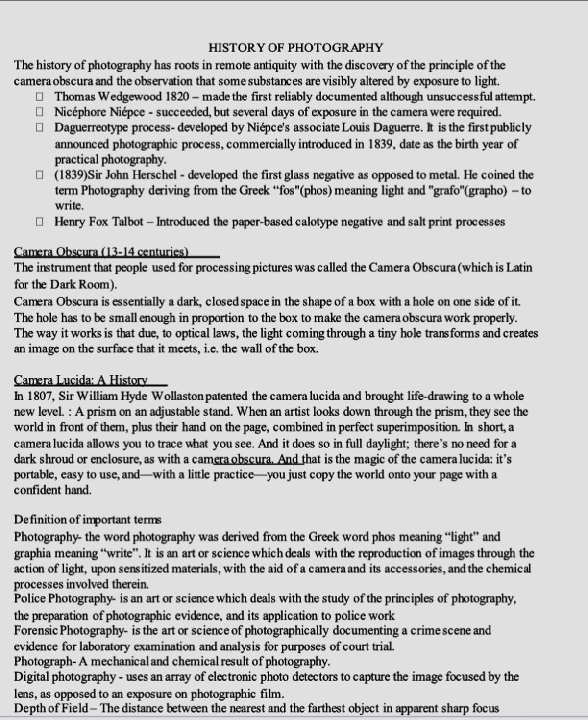 Scan 04 Feb 25 10·47·41 - Notes - HISTORY OF PHOTOGRAPHY The history of ...