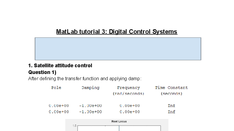MatLab Tutorial 3: Digital Control Systems Analysis and Design - Studocu