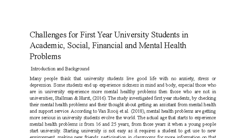 Challenges Faced by First-Year Students: A Study (PHSY 102) - Studocu