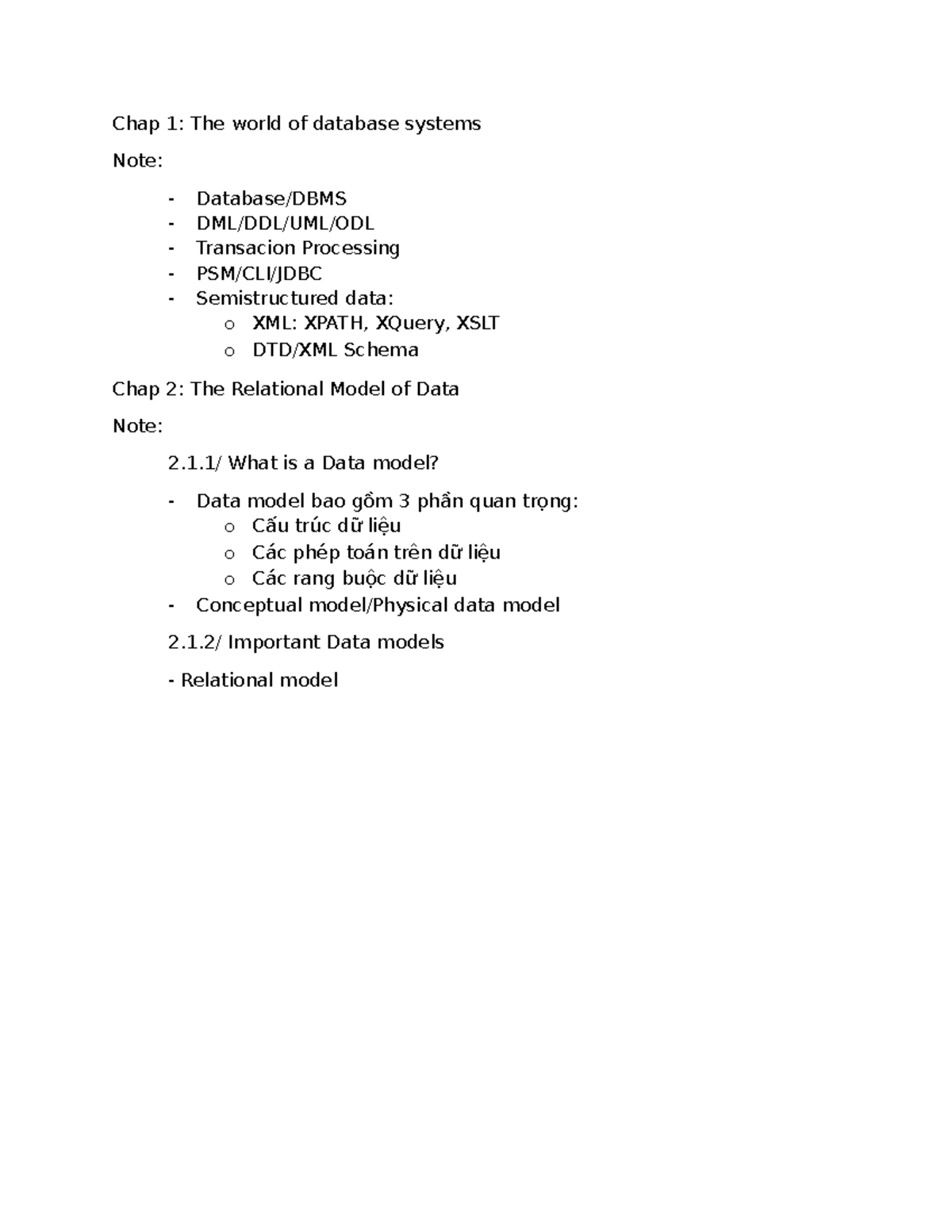 Chap 1 - Basic practicals. - Chap 1: The world of database systems Note ...