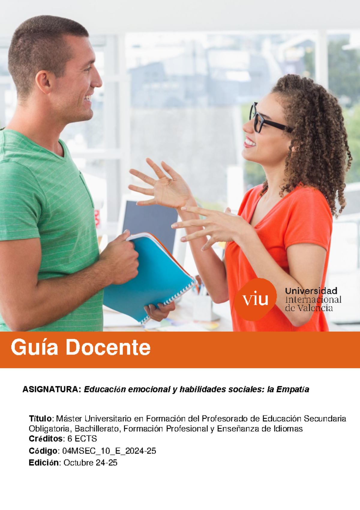 Guía Docente 04MSEC: Educación Emocional y Habilidades Sociales - Studocu