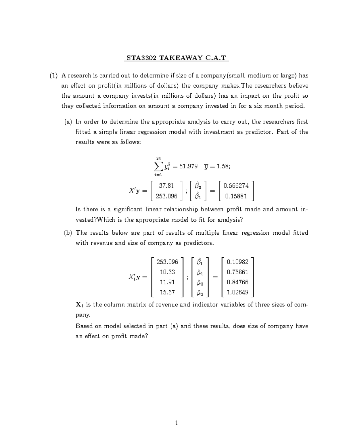 STA3302 Takeaway C.A.T - Company Size & Profit Analysis - Studocu