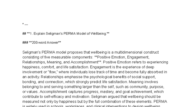 Understanding the PERMA Model and Its Applications in Positive ...