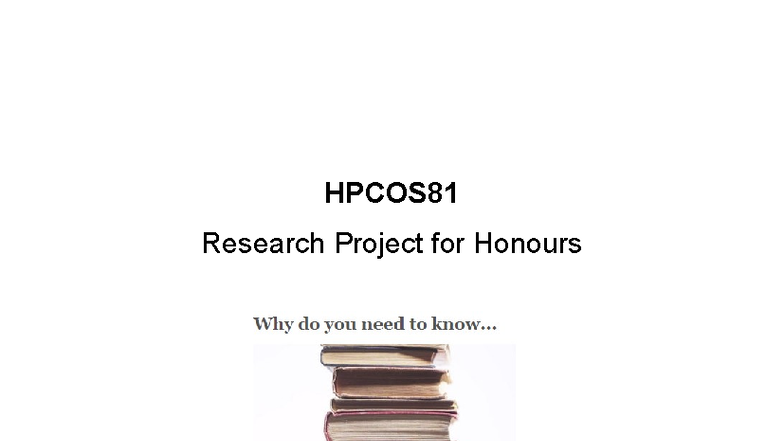 HPCOS81 Research project guidelines for honours learning unit 4 - Studocu