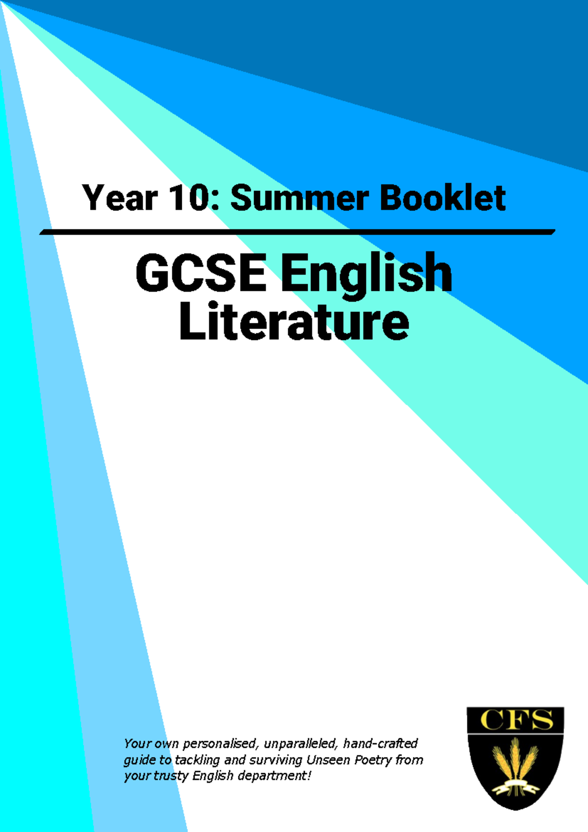 Unseen poetry booklet Y10 PDF - GCSE English Literature Year 10: Summer ...