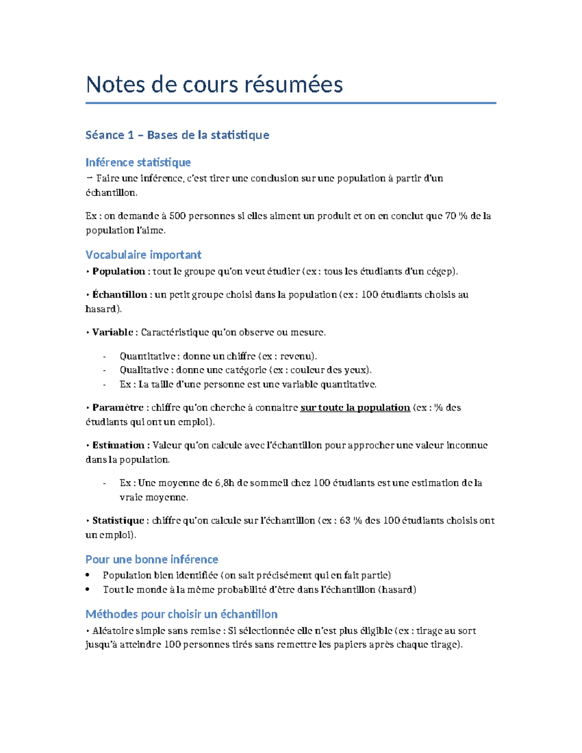 Aide-memoire detaill%C3%A9 fran%C3%A7ais courant MATH10620 - Notes de ...