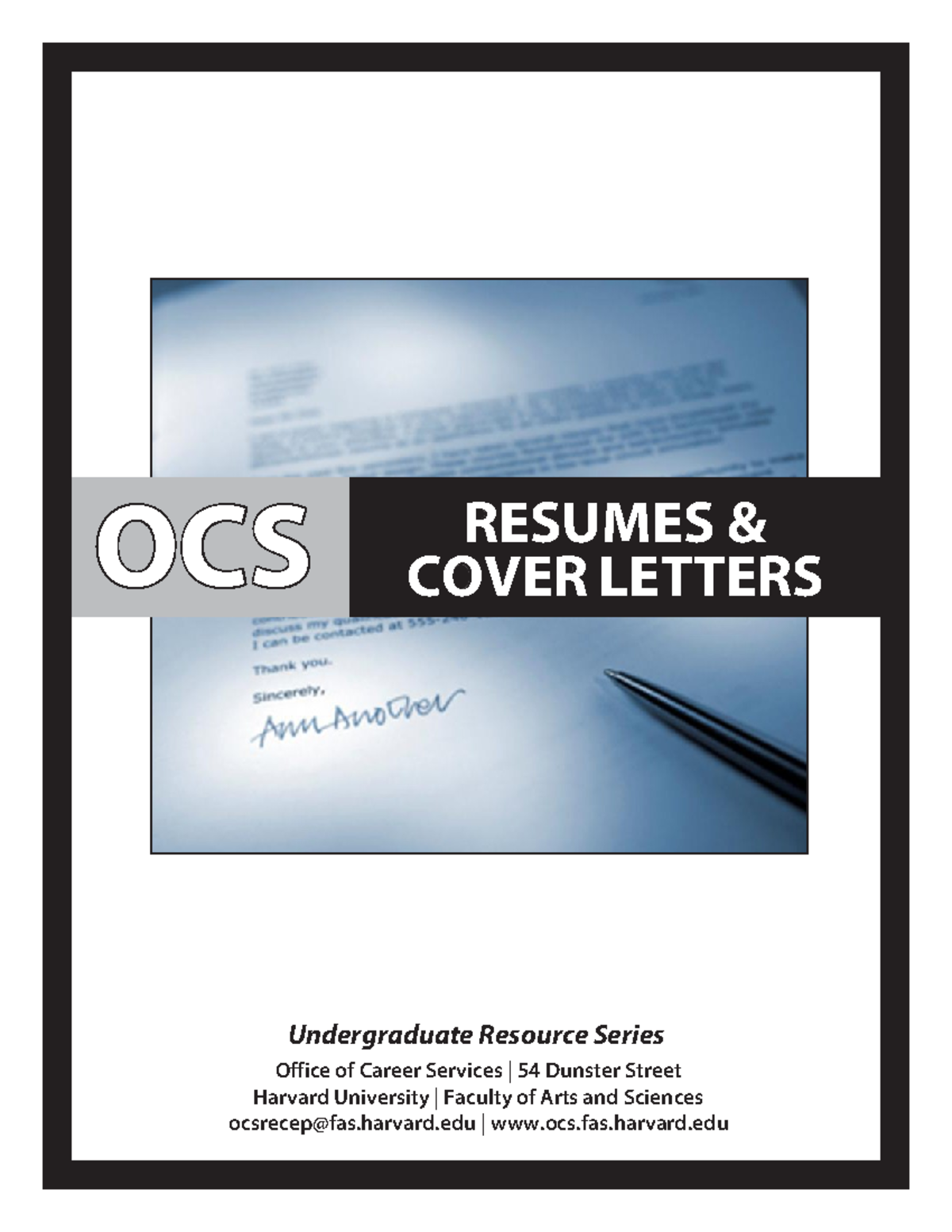 Harvard OCS Resumes & Cover Letters Guide: Effective Job Applications ...