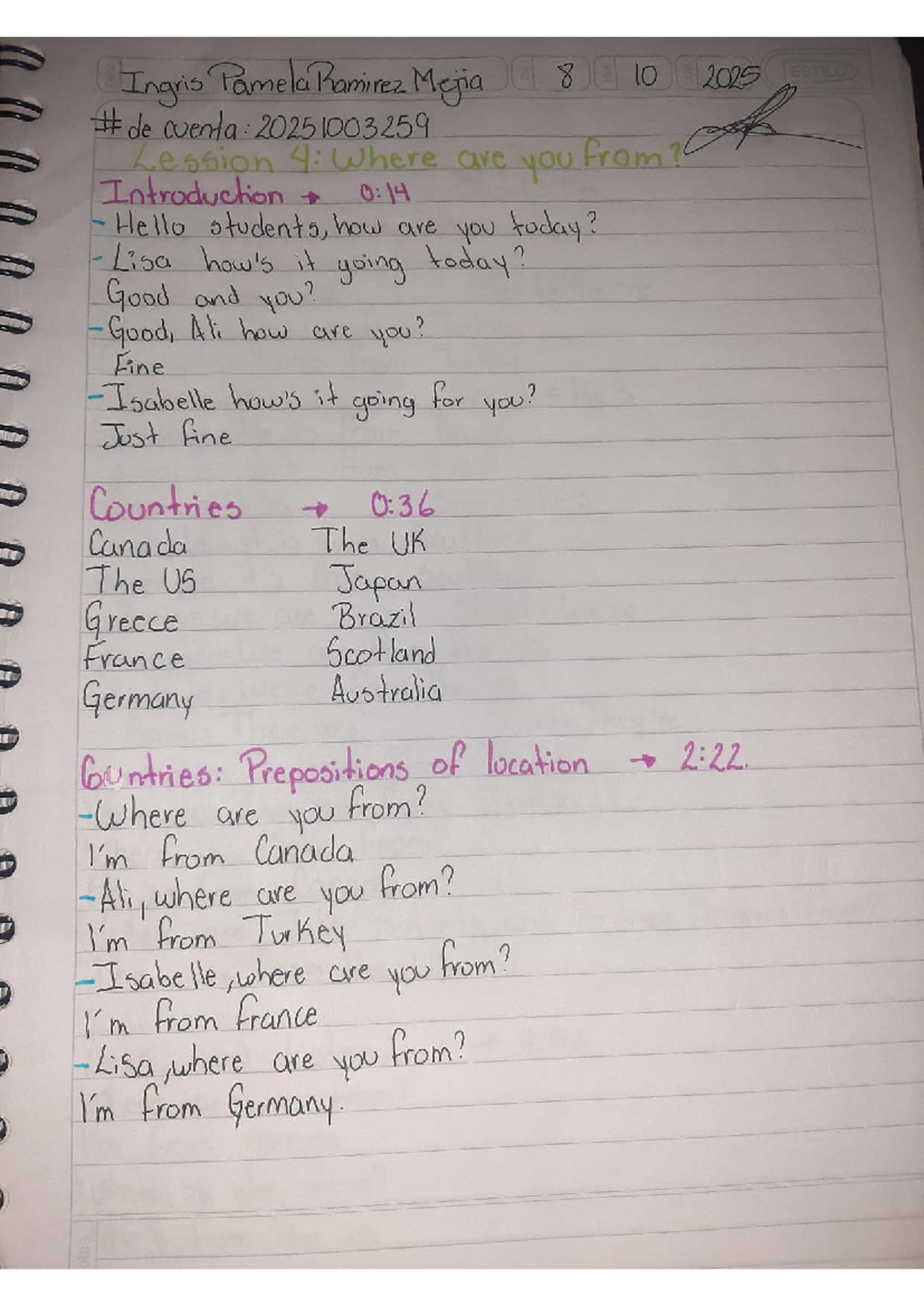 UIT4a14: Lesson 4 - Where Are You From? Language Practice Notes - Studocu