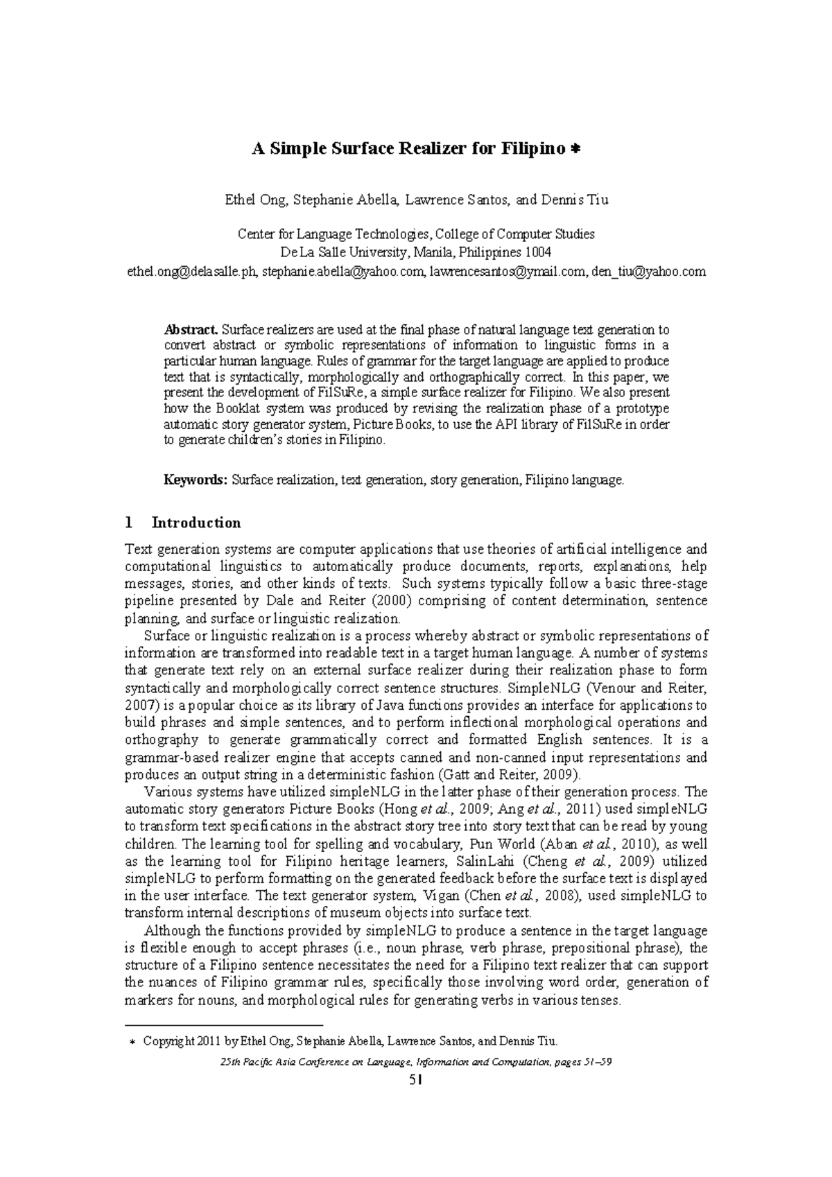Y11-1006 - Sheshh - A Simple Surface Realizer for Filipino ∗ Ethel Ong ...