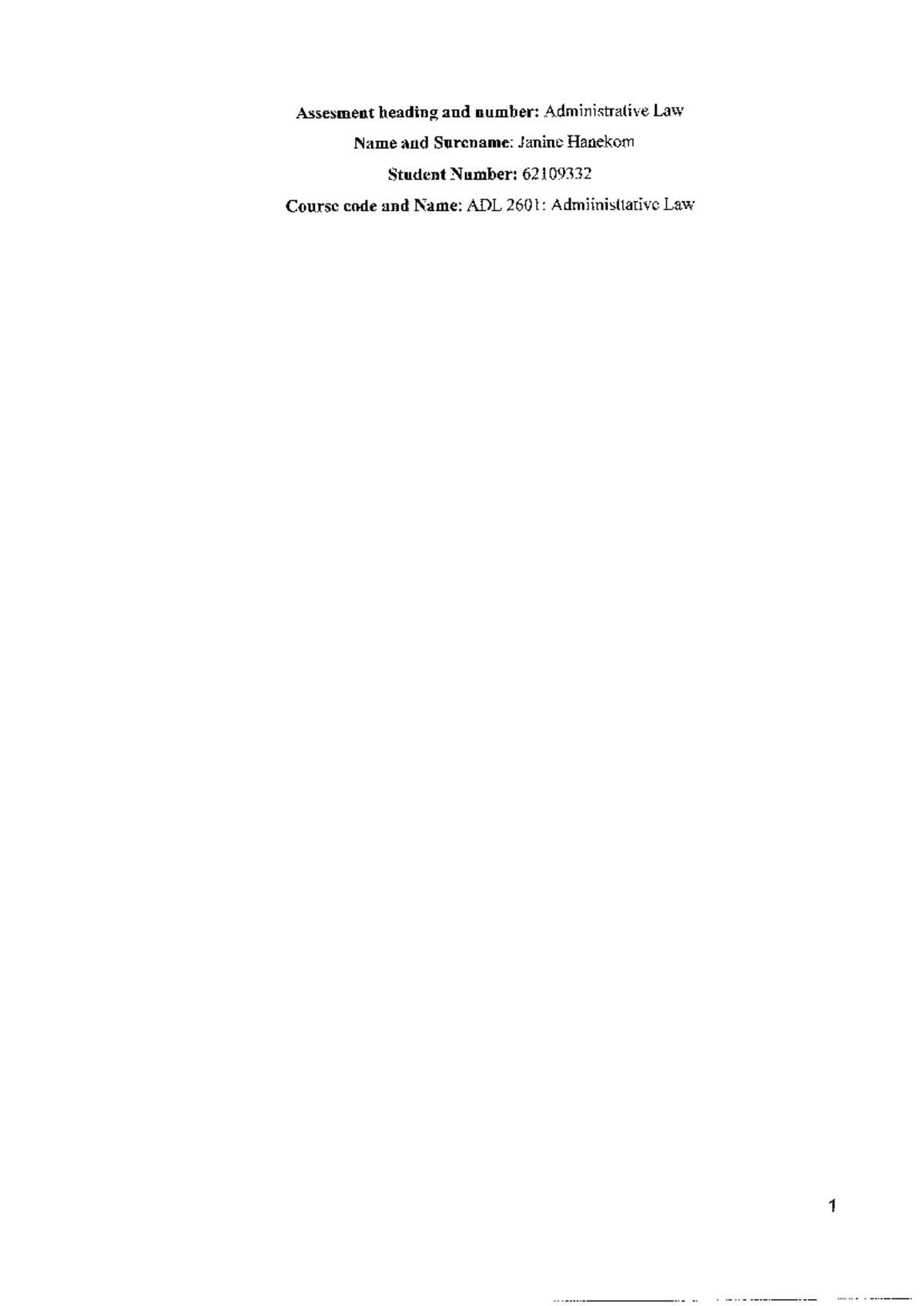 ADL 2601: Administrative Law Study Guide & Key Concepts - Studocu